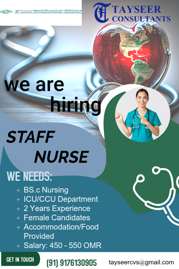 Staff Nurse - Tayseer Consultants Pvt Ltd