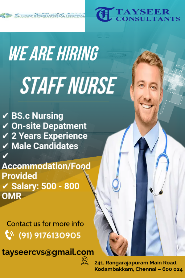 Staff Nurse - Tayseer Consultants Pvt Ltd