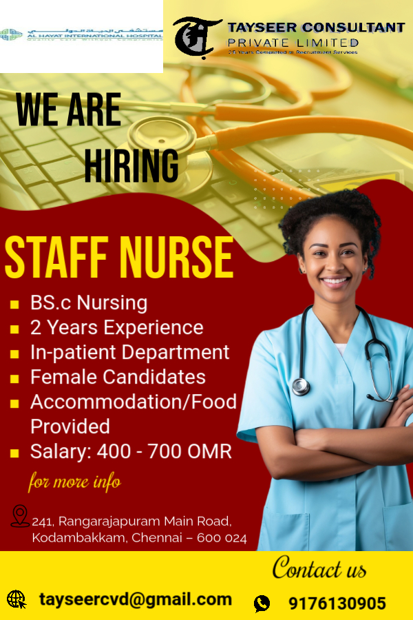 Staff Nurse - Tayseer Consultants Pvt Ltd