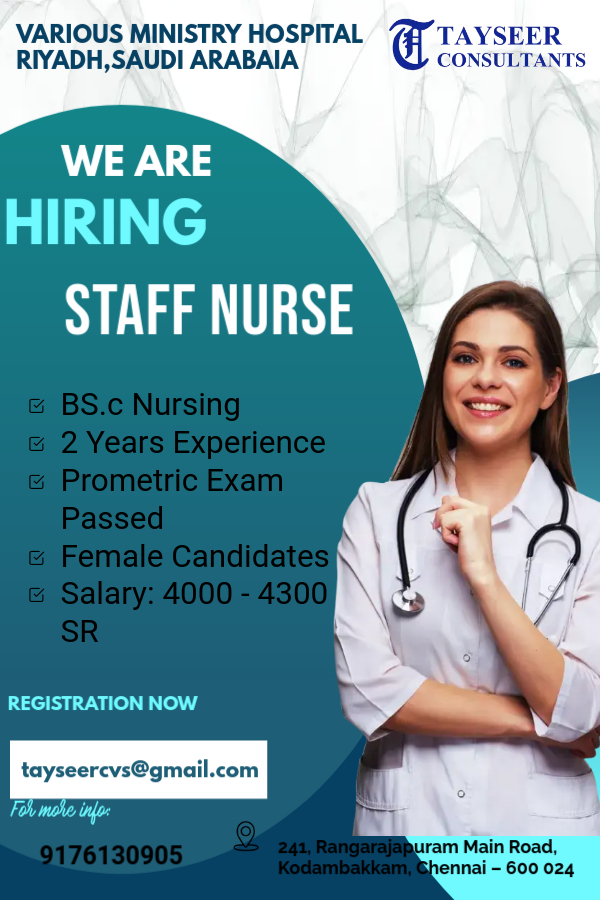 Staff Nurse - Tayseer Consultants Pvt Ltd