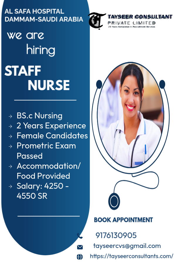 Staff Nurse - Tayseer Consultants Pvt Ltd