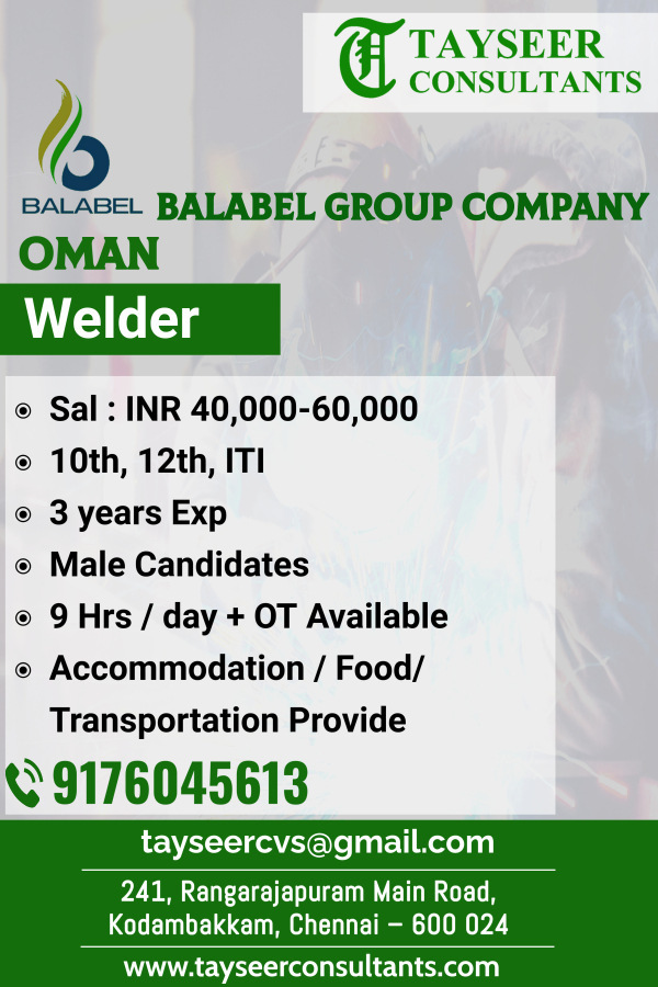 Welder Oman – Tayseer Consultants Pvt Ltd